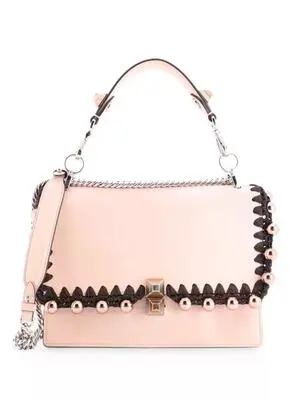 Fendi Kan I Bag Beaded Whipstitch Leather Medium Satchel
