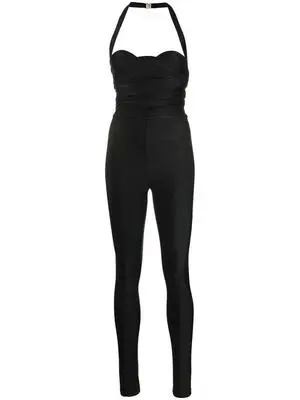 Saint Laurent Ruched Halterneck Jumpsuit - Black