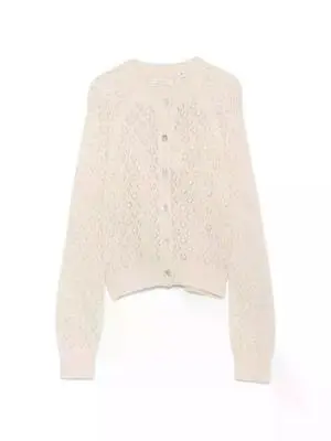 DÔEN Petra Pointelle-knit Cardigan - Neutrals