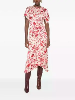 Isabel Marant Étoile Floral-print Twisted Detail Midi Dress - Neutrals
