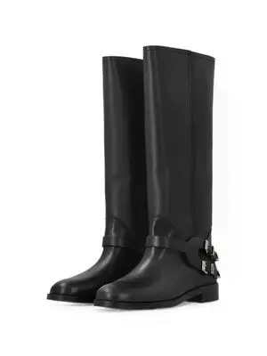 Pinko Buckle-detail Leather Boots