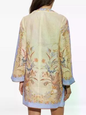 Zimmermann Indra Floral-print Lace-up Mini Dress - Neutrals