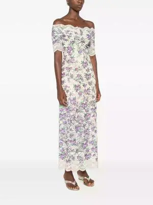 Rabanne Floral Embroidered Lace Midi Dress