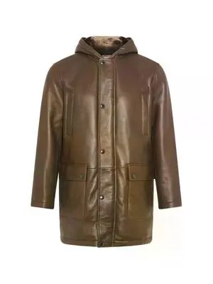 YVES SALOMON Hooded Shearling Coat - Brown