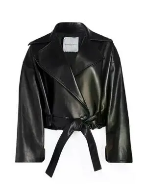 Brandon Maxwell Collins Cropped Leather Jacket