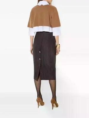 Elisabetta Franchi Pinstriped Cool Wool Midi Skirt