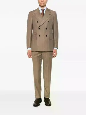 GABRIELE PASINI Double-breasted Pinstriped Suit - Brown