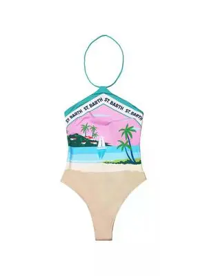 MC2 SAINT BARTH Graphic-print Halterneck Bodysuit