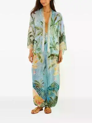 Farm Rio Beaded-trim Tropical-print Kimono