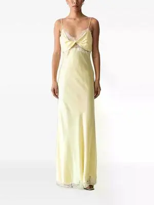 Bardot Lace-trim Twisted-front Maxi Dress