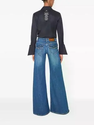 Elisabetta Franchi Bell-bottom Jeans With Gold-tone Button Embellishments