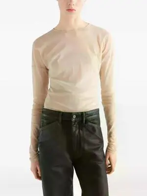 LEMAIRE Long-sleeve Mesh Jersey Top - Neutrals