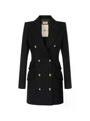 Elisabetta Franchi Coat In Double Layer Crêpe Fabric - Black
