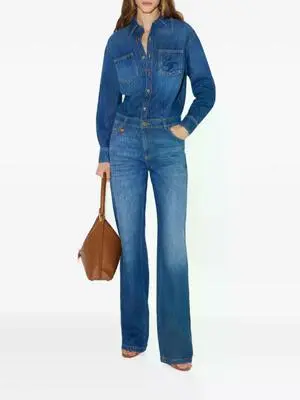 Elisabetta Franchi Denim Jumpsuit With Jewel Detail