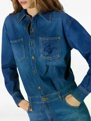Elisabetta Franchi Denim Jumpsuit With Jewel Detail