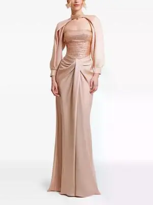 GEMY MAALOUF Strapless Long Bolero Dress - Neutrals