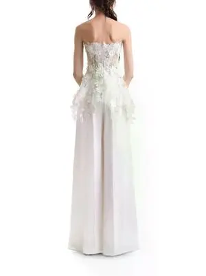 GEMY MAALOUF Floral-lace Peplum Top