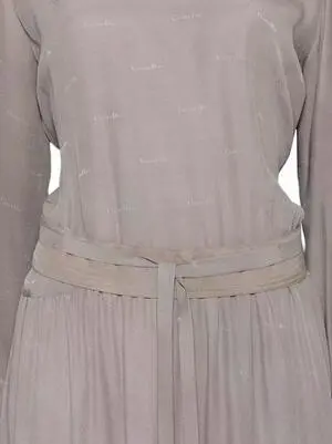 Hermès 1970s Logo-print Belted Silk Midi Dress
