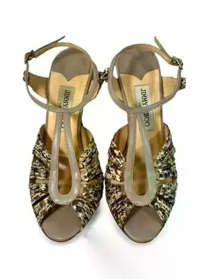 JIMMY CHOO Python-embossed Strappy Sandals