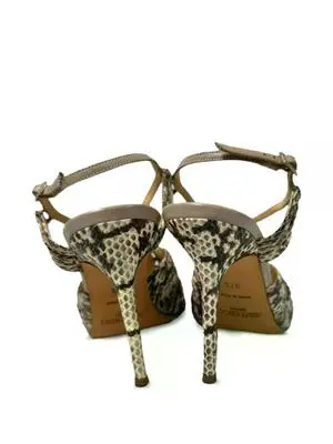 JIMMY CHOO Python-embossed Strappy High Heel Sandals