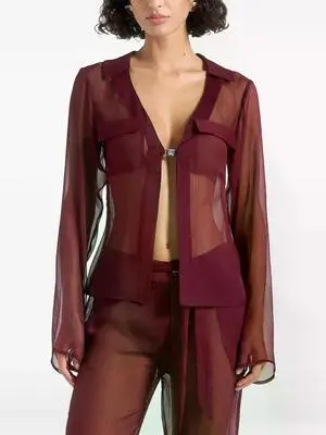 Manière De Voir Sheer Shirt With Clasp Wine - Red