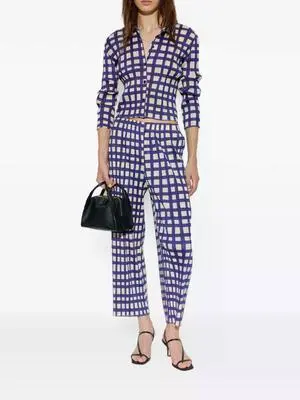 Issey Miyake Check-print Pleated Shirt - Blue