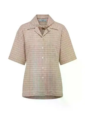 Prada Check-print Tie-neck Shirt - Neutrals