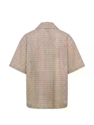 Prada Check-print Tie-neck Shirt