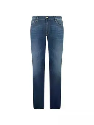 MOORER Faded Five-pocket Denim - Blue