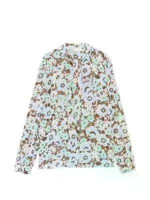 Tory Burch Floral-print Pussy-bow Blouse - Blue