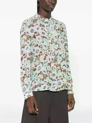 Tory Burch Floral-print Pussy-bow Blouse