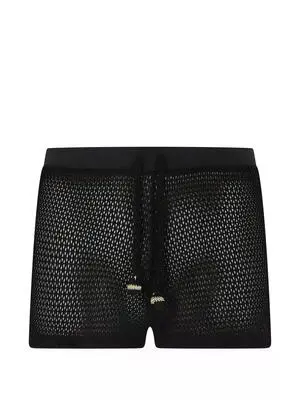 PIN-UP STARS Crochet Drawstring Shorts - Black