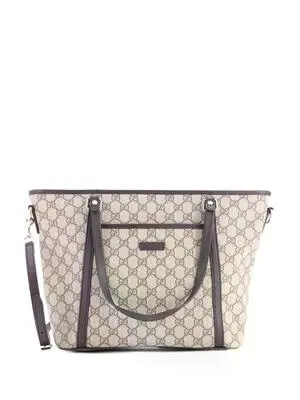 Gucci Front Pocket Convertible Gg Coated Canvas Medium Tote Bag - Brown