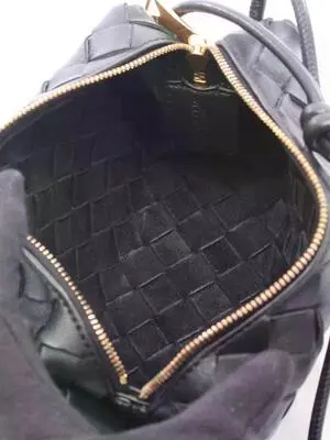Bottega Veneta 2019-2026 Mini Lambskin Intrecciato Loop Camera Bag Crossbody Bag - Black