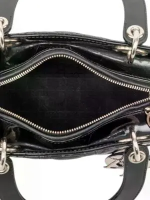 Dior 2018 Medium Patent Cannage Lady Satchel - Black