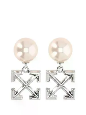 Off-White Faux-pearl Earrings - Silver