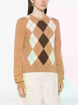JUCCA Argyle-pattern Crew-neck Sweater