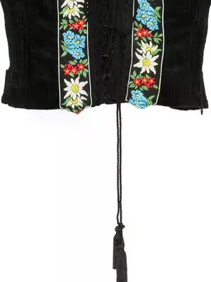 Dolce & Gabbana 2000s Floral Embroidered Lace-up Top