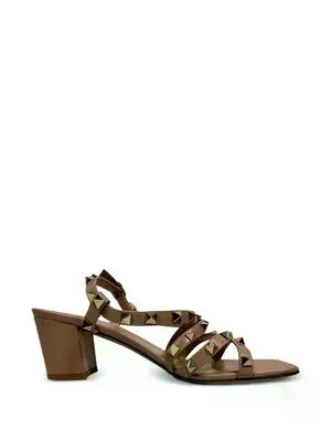 Valentino Garavani Rockstud Ankle Strap Sandals - Brown