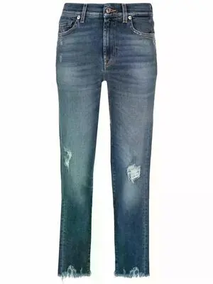 7 For All Mankind Cropped Ripped Jeans