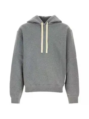 JIL SANDER Drawstring-hood Cotton Hoodie - Grey