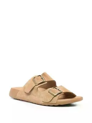 SERGIO MORETTI FIRENZE Buckle-fastening Suede Sandals - Neutrals