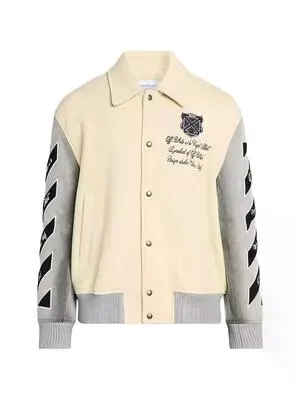 Off-White Logo-embroidered Varsity Jacket - Neutrals