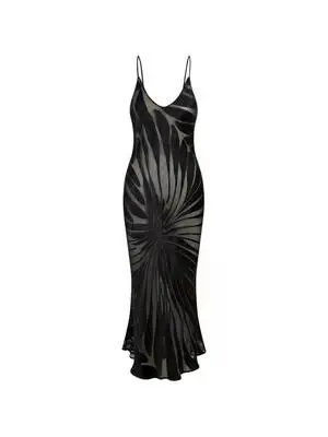 Roberto Cavalli Leaf-devoré Spaghetti-strap Midi Dress