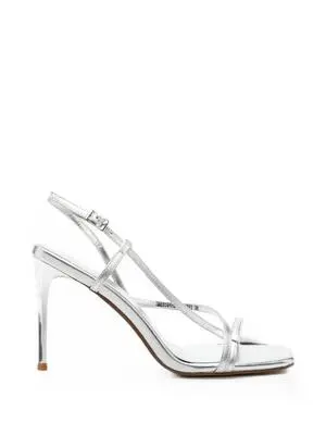 SERGIO MORETTI FIRENZE Metallic-effect Strappy Sandals - Silver