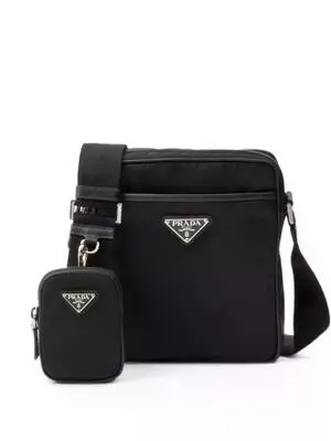 Prada Logo-plaque Pouch Messenger Bag - Black