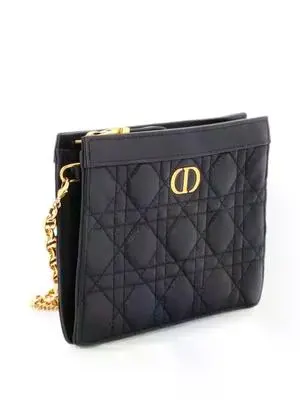 Dior Caro Clutch With Chain Cannage Quilt Calfskin Small Crossbody Bag - Black