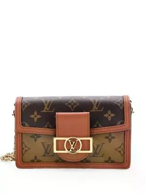 LOUIS VUITTON Dauphine Chain Wallet Reverse Monogram Canvas Clutch Bag - Brown