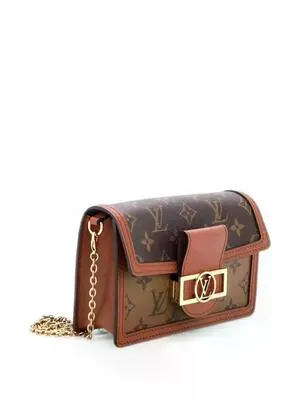 LOUIS VUITTON Dauphine Chain Wallet Reverse Monogram Canvas Clutch