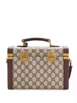 Gucci Savoy Top Handle Beauty Case Gg Coated Canvas Satchel